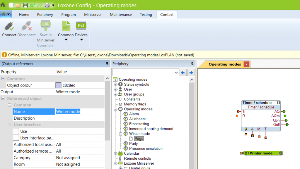 Documentation - Loxone Config - Operating modes