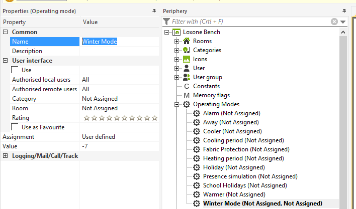 Documentation - Loxone Config - Operating modes