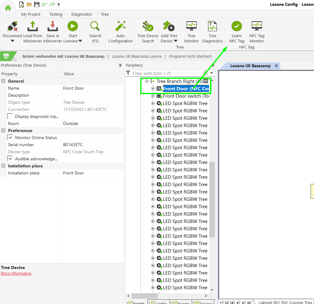 Documentation - Pairing NFC Tags to the NFC code touch | Loxone