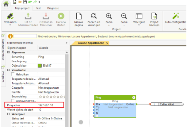 Ping Functiebouwsteen - NLNL Loxone